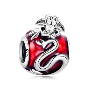 mgiul cartoon red dragon charm beads for women bracelets necklaces 925 sterling silver pendants jewelry gift