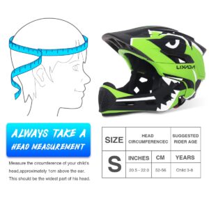 Lixada Kids Bike Helmet Adjustable Detachable Full Face Helmet for Cycling Helmet for Children Bicycle, Skateboard, Scooter, Protective Gear (20.5-22 Inches)