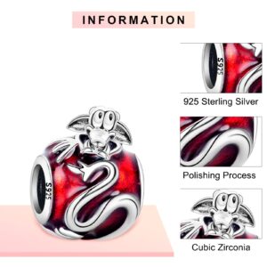 MGIUL Cartoon Red Dragon Charm Beads for Women Bracelets Necklaces 925 Sterling Silver Pendants Jewelry Gift