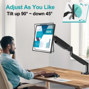 MOUNT PRO Single Monitor Mount Stand fits 22-35 inch/26.4lbs Ultrawide Computer Screen, Long Monitor Arm with Height/Tilt/Swivel/Rotation Adjustable, Premium Gas Spring Monitor Desk Mount, VESA Mount