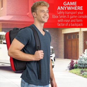 Deco Gear Xbox Series X Travel and Safe Storage Hardshell Backpack for Console, Accessories, Games and More, Impact Foam Specifically Designed to Cradle and Protect