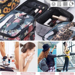 FITINI Makeup Bags Double Layer Travel Storage Cosmetic Cases Make up Organizer Toiletry Bags Water-resistant for Women Makeup Brush Bag,Gray