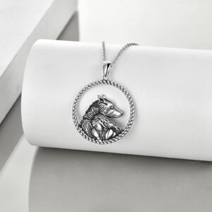 YAFEINI Wolf Necklace Girl Hugging Wolf Pendant 925 Sterling Silver Wolf Jewelry for Women Wife