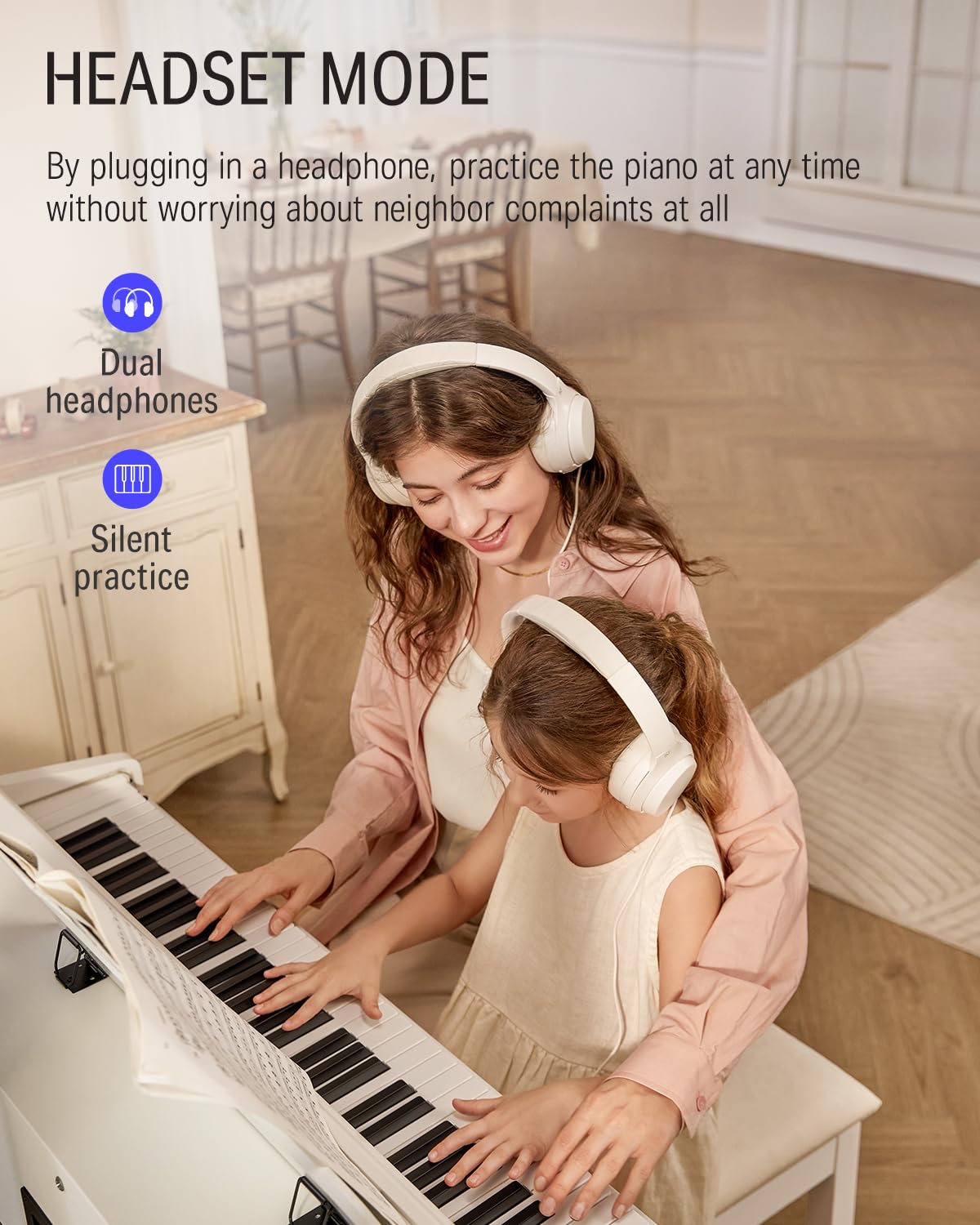 Donner DDP-100 88-Key Weighted Action Digital Piano, Beginner keyboard piano Bundle with Furniture Stand, Power Adapter, White