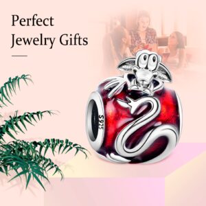 MGIUL Cartoon Red Dragon Charm Beads for Women Bracelets Necklaces 925 Sterling Silver Pendants Jewelry Gift