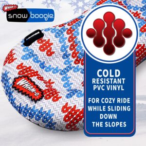 Snowboogie Super Double SnowTube 64" | Double Rider Snow Sleds | Inflatable Sled with Soft Handles | Slick Bottom for Speed & Control | Snow Sledding for Adults & Children | Nordic knit pattern design