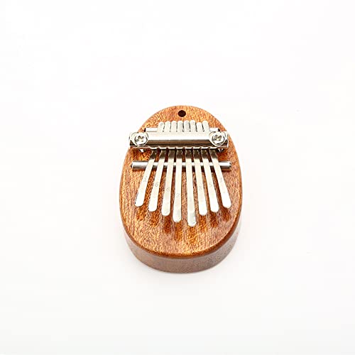 SLDHR Mini 8 keys Kalimba thumb piano, portable marimba music thumb piano pendant with lanyard, a unique gift for children, adults and beginners (Oval) (B11-1)