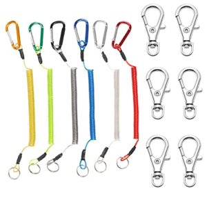 akron spiral retractable spring coil keychain theftproof stretchy keychainfor for keys wallet cellphone camping sailing fishing tool lanyard outdoors accessories 6 pieces（multicolor）