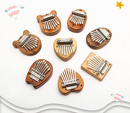 SLDHR Mini 8 keys Kalimba thumb piano, portable marimba music thumb piano pendant with lanyard, a unique gift for children, adults and beginners (Oval) (B11-1)