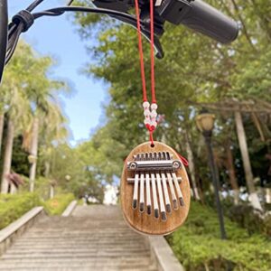 SLDHR Mini 8 keys Kalimba thumb piano, portable marimba music thumb piano pendant with lanyard, a unique gift for children, adults and beginners (Oval) (B11-1)