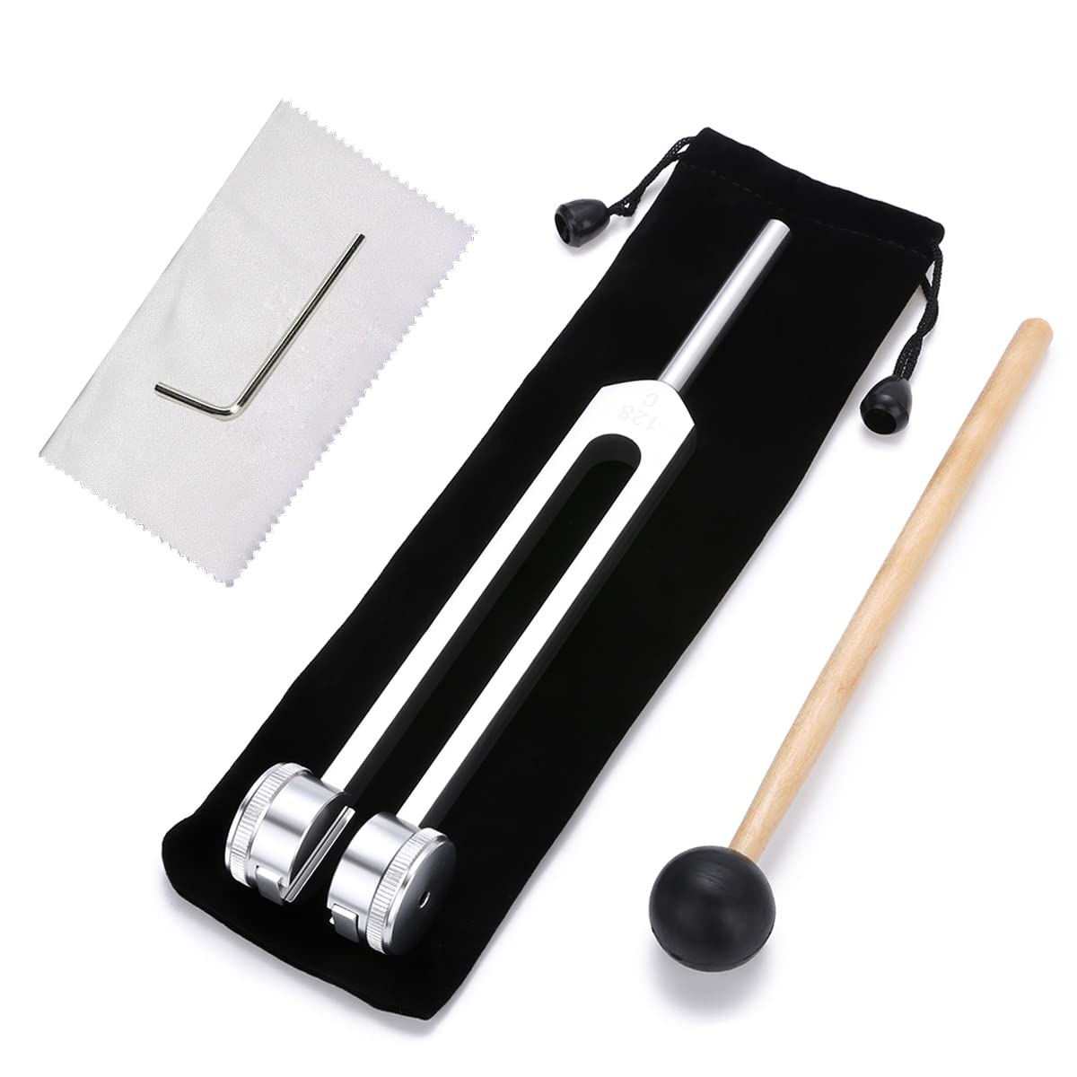 LeSage Otto 128 HZ Weighted Tuning Fork Diapason Medical 128 hertz Tuning Forks for Healing 128HZ with Silicone Hammer Cleaning Cloth