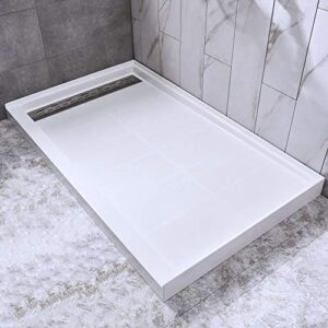 WOODBRIDGE SBR6034-1000L-BN Shower Base, 60"x 34", White with Brushed Nickel Cover