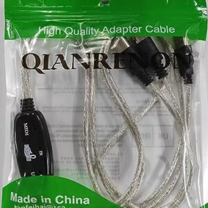 QIANRENON 5 Pin MIDI Music Editing Cable 1 in 1 Out MIDI to USB Adapter Cable for Piano Keyboard to PC/Mac/Laptop Silver 2m