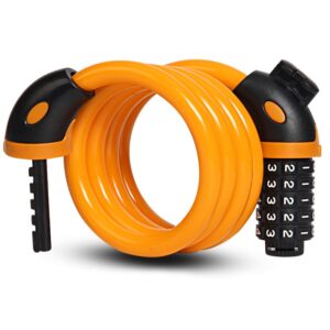 azpingpan multicolor pvc high toughness steel cable bicycle lock丨5 digit combination digital code self-rolling portable outdoor cycling mountain bike chain lock accessories丨bronze lock core