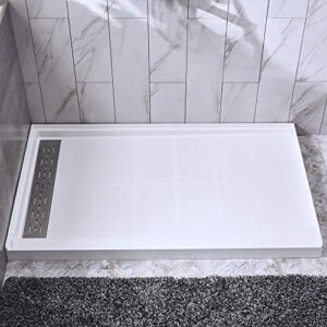 woodbridge sbr6034-1000l-bn shower base, 60"x 34", white with brushed nickel cover