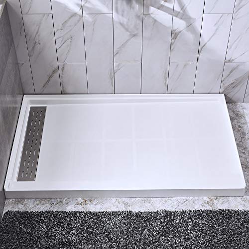 WOODBRIDGE SBR6034-1000L-BN Shower Base, 60"x 34", White with Brushed Nickel Cover