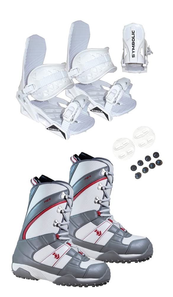 Symbolic Northwave Freedom Snowboard Boots White Bindings Women's Girls Package 9 9.5 (White Bindings Included to Fit Boot, Boot Fit Ladys 9-9.5 (M4))