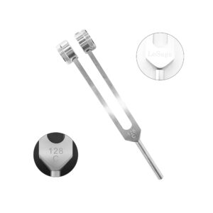 LeSage Otto 128 HZ Weighted Tuning Fork Diapason Medical 128 hertz Tuning Forks for Healing 128HZ with Silicone Hammer Cleaning Cloth