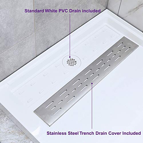 WOODBRIDGE SBR6034-1000L-BN Shower Base, 60"x 34", White with Brushed Nickel Cover