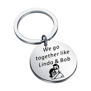 faadbuk bob's burgers inspired gift couple keychian set you’re the linda to my bob valentine’s day gift (go together linda bob)