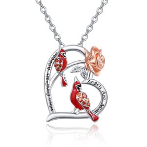 tangpoet cardinal necklace gifts for women 925 sterling silver cardinal pendant heart memorial jewelry when cardinals appear angels are near gifts for her birthday christmas