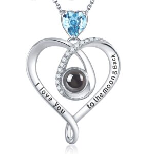 birthday gifts for wife blue topaz jewelry i love you necklace 100 languages to the moon and back sterling silver women