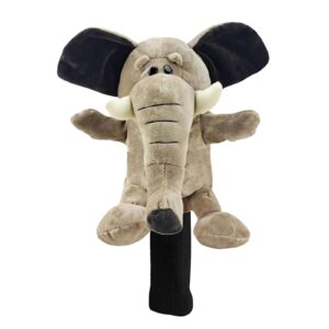 sm sunnimix soft plush golf club driver headcover, cute animal golf wood headcovers, women men golfer gift & golf bag accessories - elephant