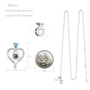 Birthday Gifts for Wife Blue Topaz Jewelry I Love You Necklace 100 Languages to the Moon and Back Sterling Silver Women