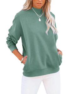 ticticmimi women's casual long sleeve sweatshirt tops mock turtleneck lightweight tunic fall pullover with pocket