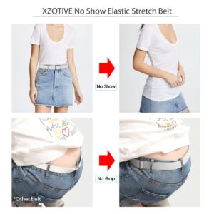 XZQTIVE 4 Pieces 6 Pieces Invisible No Show women Belt Stretch Elastic Adjustable with Flat Buckle for Jeans Pants Dresses