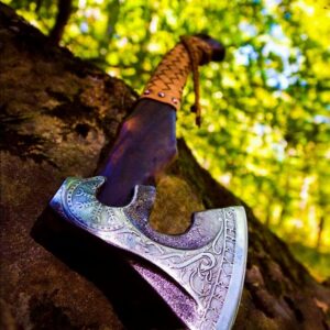 Forged Carbon Steel Viking Axe with Ashwood Shaft | Viking Axe Real Bearded Camping Axe with Leather Sheath | Best Birthday, Anniversary for him