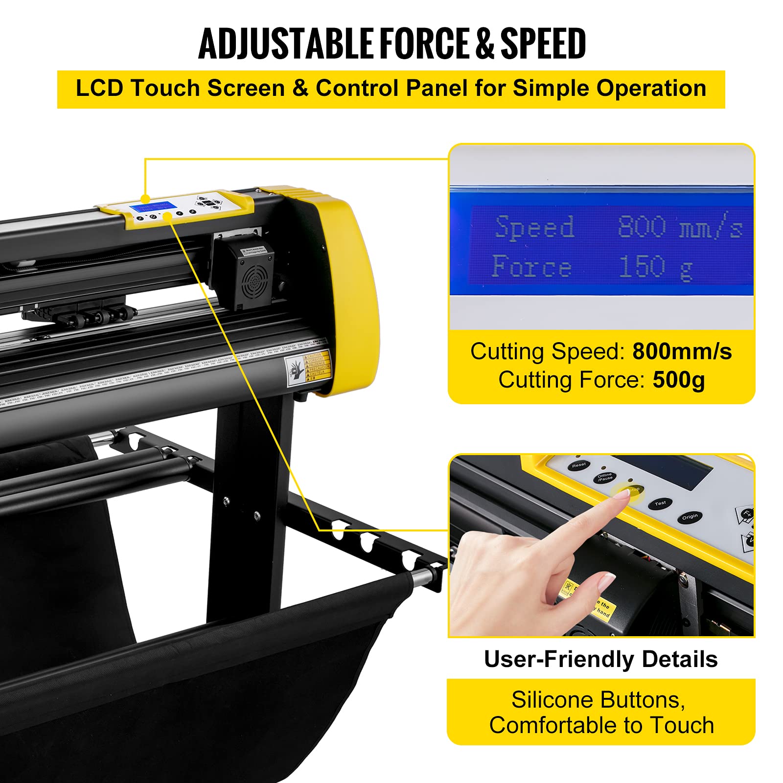 VEVOR Vinyl Cutter Machine, 34 in / 870 mm Max Paper Feed Cutting Plotter, Automatic Camera Contour Cutting LCD Screen Printer with Stand Adjustable Force and Speed for Sign Making Plotter Cutter