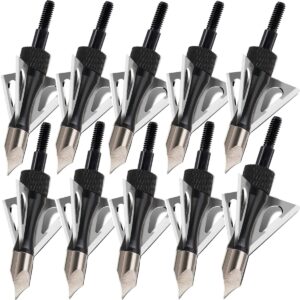 archery bowhunting broadheads, sinbadteck 12pk 3-blade hunting broadheads 100 grain arrow broadheads for compound bow arrows and traditional bow bowhunting, pack of 12pcs (black)