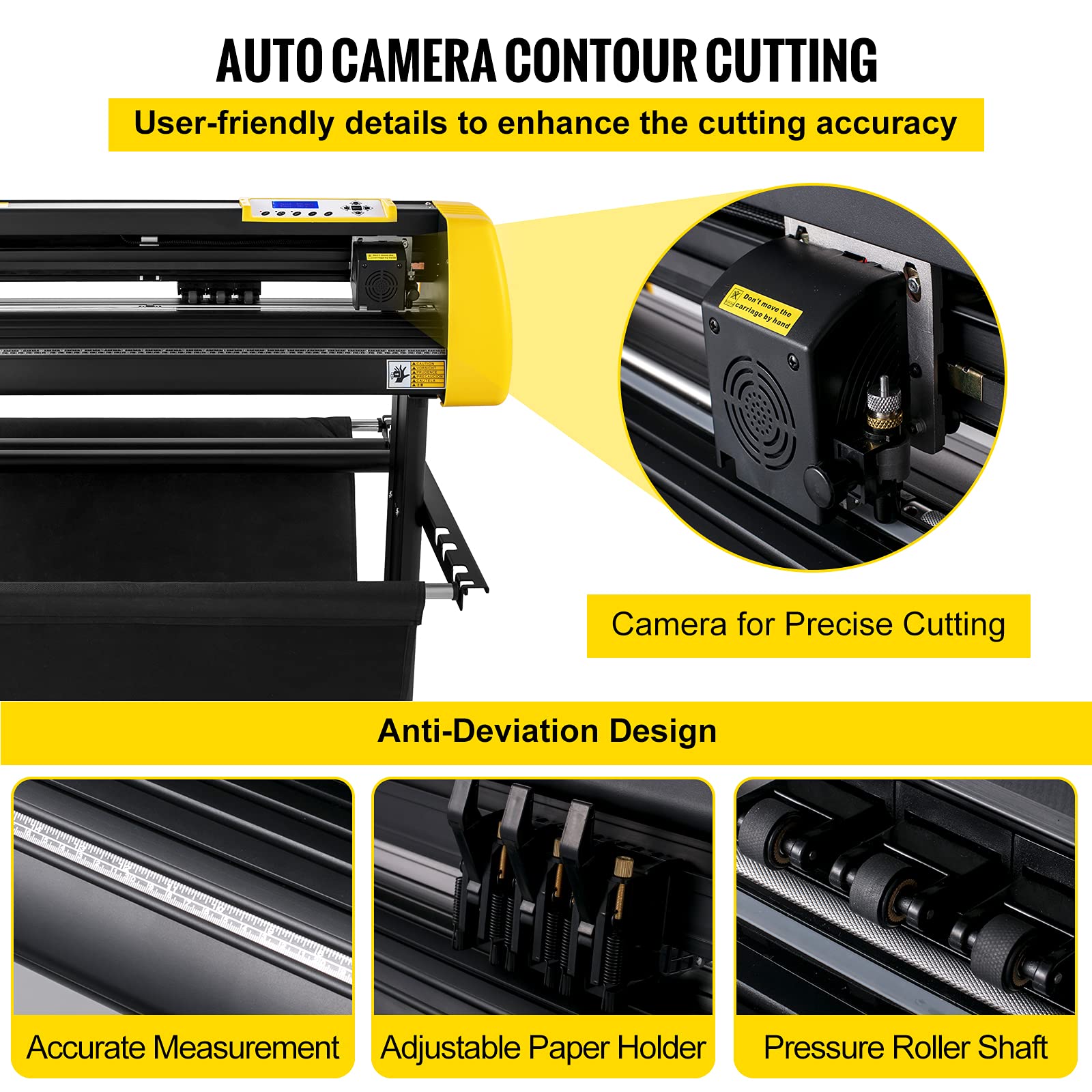 VEVOR Vinyl Cutter Machine, 34 in / 870 mm Max Paper Feed Cutting Plotter, Automatic Camera Contour Cutting LCD Screen Printer with Stand Adjustable Force and Speed for Sign Making Plotter Cutter