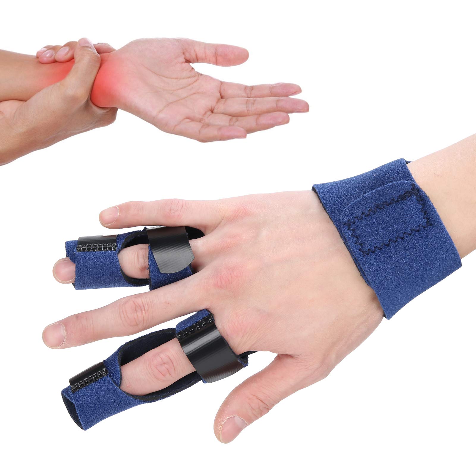 YUYTE Two Fingers Splint, Adjustable Support Protective Correction Brace for Broken Fingers, Injuries, Arthritis, Finger, Tendonitis and Pain Relief