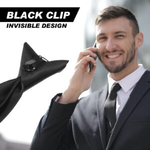 4 Pcs Men's Clip-on Ties Solid Color Men's Tie Pre Tied Clip on Ties for Men Men's Clip on Necktie Men's Button Ties (Black, Grey, Navy Blue, Wine Red)