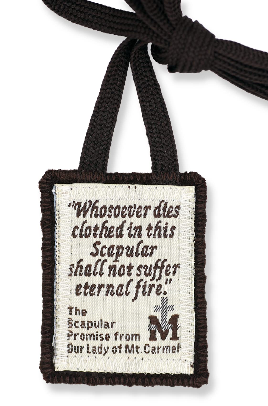 Pack of 2 - Scapulars Catholic Necklace (Traditional Brown Wool, Double Stitched) Our Lady Of Mount Carmel and Saint Simon Stock - Made in the USA