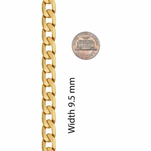 LIFETIME JEWELRY Beveled Cuban Link Curb Chain Necklaces 24k Real Gold Plated (3mm, 6mm & 9.5mm) (22 inches, 9.5mm, Gold)