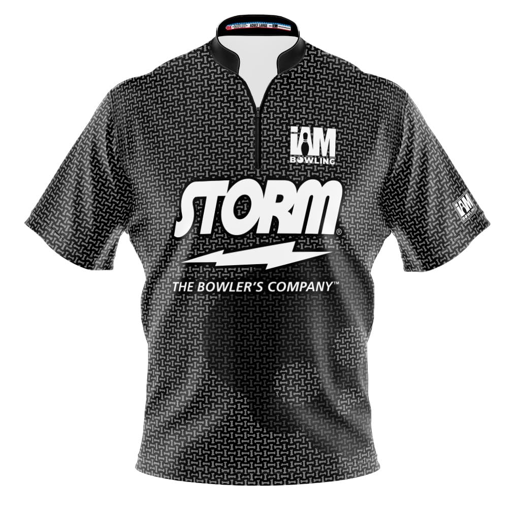 Logo Infusion Dye-Sublimated Bowling Jersey (Sash Collar) - I AM Bowling Fun Design 2040-ST - Storm - Halloween Bones (5X-Large)