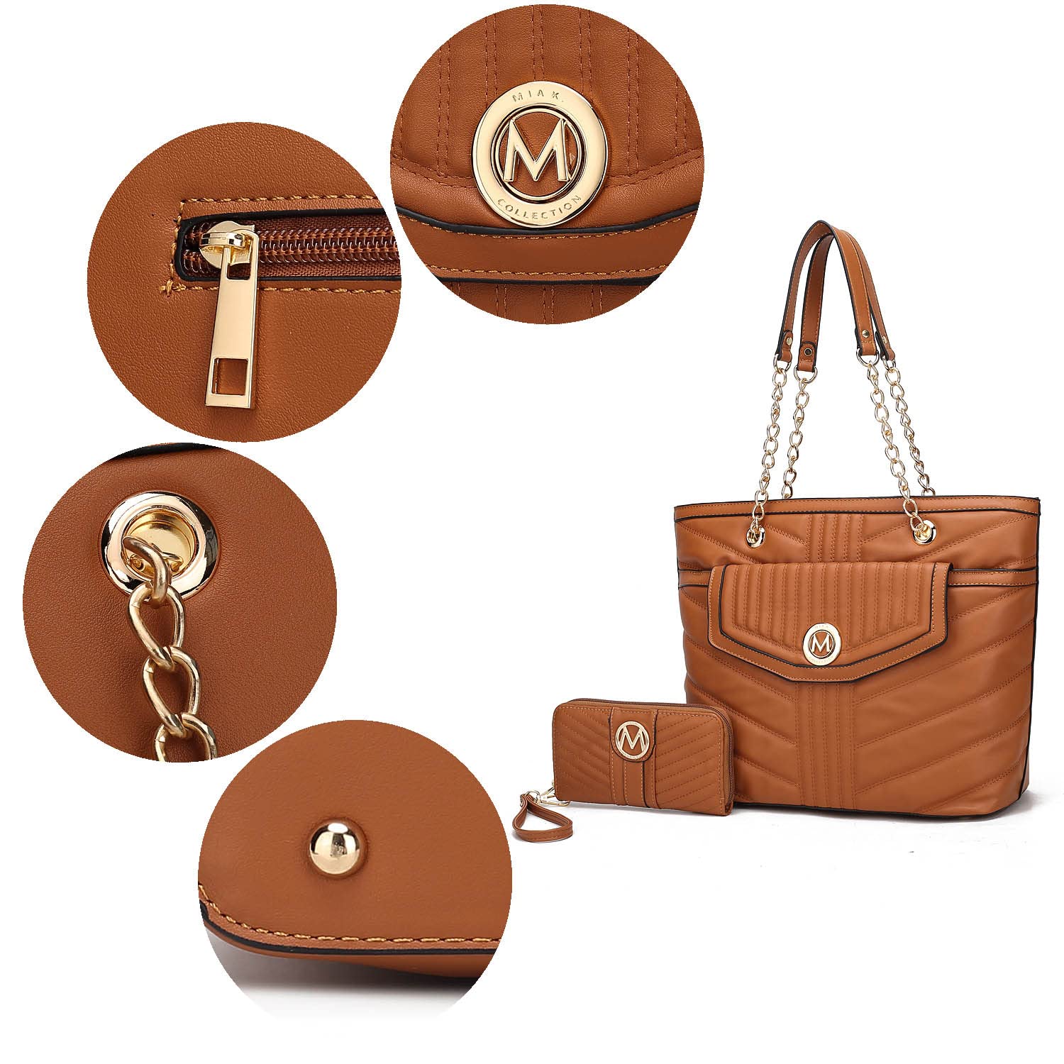 MKF Collection Tote & Wristlet Wallet for Women - Designer Handbag Shoulder Bag - Top-handle Purse