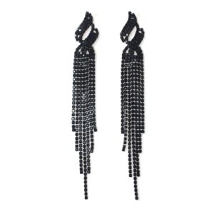 black chandelier earrings for women,long earrings dangle dangling bling earring crystal rhinestone statement drop tassels rhombus earrings for prom fashion jewelry