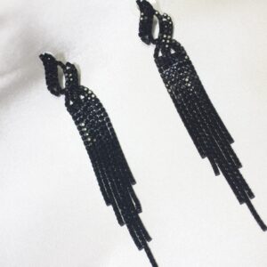 Black Chandelier Earrings for women,Long Earrings Dangle Dangling Bling Earring Crystal Rhinestone Statement Drop Tassels rhombus Earrings for Prom Fashion Jewelry