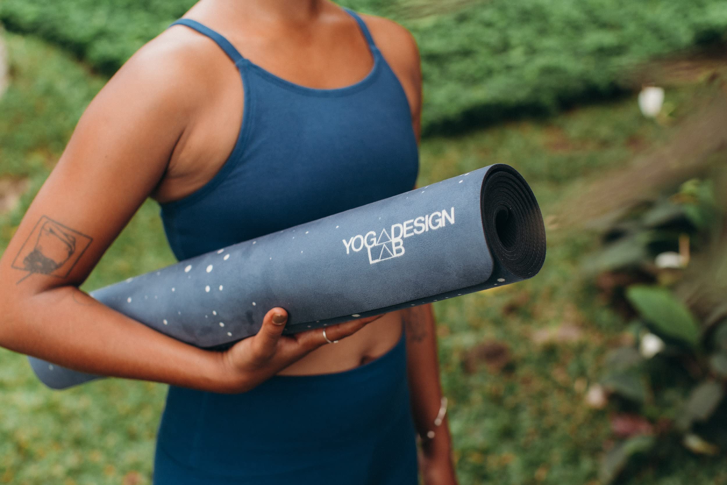 YOGA DESIGN LAB | The Combo Yoga Mat | 2-in-1 Mat+Towel | Eco Luxury | Ideal for Hot Yoga, Power, Bikram, Ashtanga, Sweat | Studio Quality | Includes Carrying Strap! (Celestial, 5.5mm)