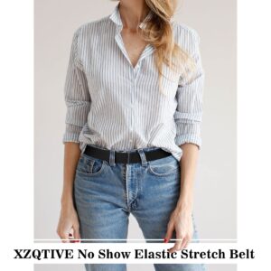 XZQTIVE 4 Pieces 6 Pieces Invisible No Show women Belt Stretch Elastic Adjustable with Flat Buckle for Jeans Pants Dresses