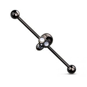 dynamique skull head (alloy) 316l surgical steel industrial barbell (sold per piece)