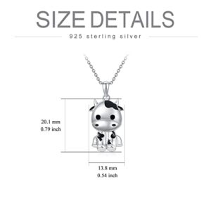 PROESS Cow Necklace Sterling Silver Cow Pendant Necklace Cow Jewelry Gifts for Women