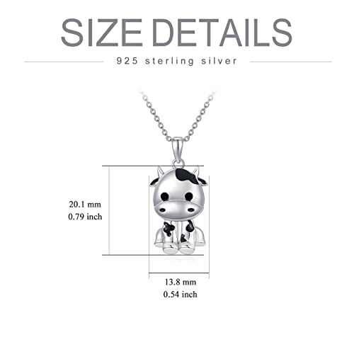 PROESS Cow Necklace Sterling Silver Cow Pendant Necklace Cow Jewelry Gifts for Women