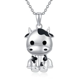 proess cow necklace sterling silver cow pendant necklace cow jewelry gifts for women