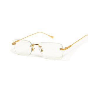 Street Knitted Gold Metal Square Clear Lens Sunglasses for Men Women