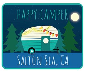 salton sea california souvenir 4-inch vinyl decal sticker happy camper design